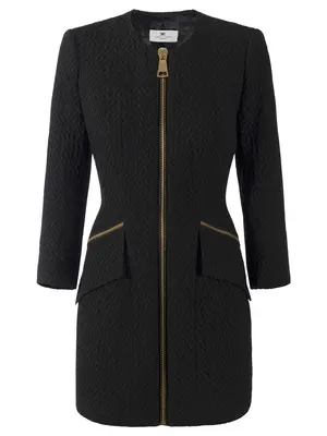 Elisabetta Franchi Herringbone Tweed Mini Dress - Black