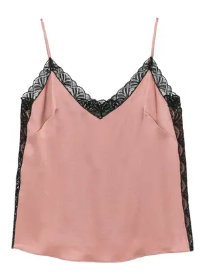 Alberta Ferretti Lace-detail Satin Top - Pink