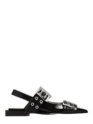 GANNI Buckle Ballet Pumps - Black