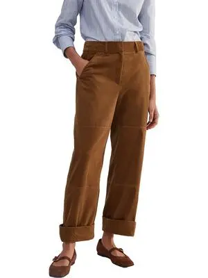 ME+EM Corduroy Barrel-leg Trousers - Caramel