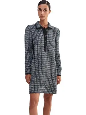 ME+EM Tweed Shift Dress - Navy Multi