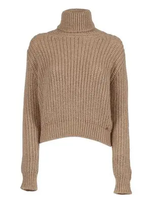 FAY Long Sleeve High Neck Sweater Beige