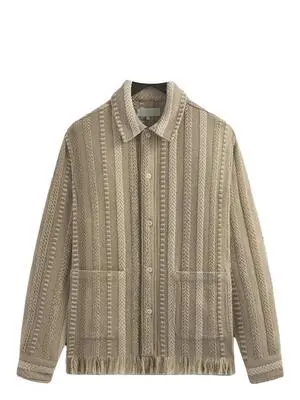 Kith Mixed Stripe Tweed Boxy Collared Overshirt - Creme