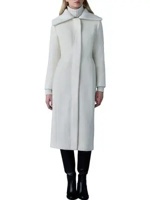 Mackage Clarice Leather Trim Wool Coat - Cream