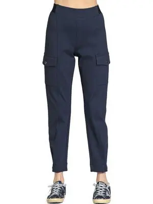 APNY APNY High-Waist Ponte Cargo Trousers Navy