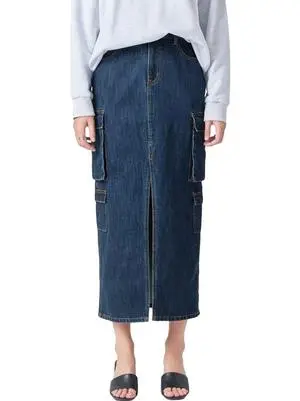 GREY LAB Denim Cargo Maxi Skirt - Blue