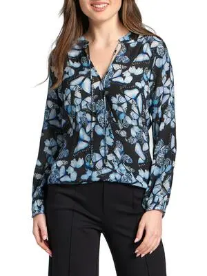 APNY Printed Blouse - Blue