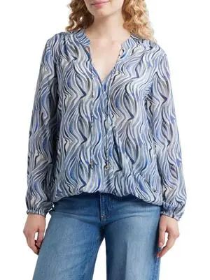 APNY Printed Blouse - Blue/white Multi