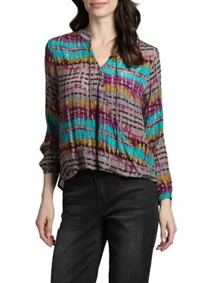 APNY Printed Blouse - Brown/ Grey/ Teal Multi