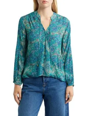 APNY Printed Blouse - Light Green Multi