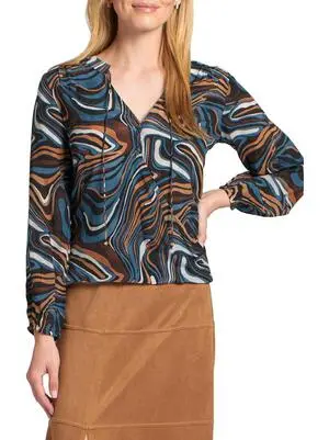 APNY Printed Blouse - Mocha