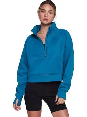 REBODY Rebody Active Fleece Crop Half Zip Sweatshirt Moroccan Blue