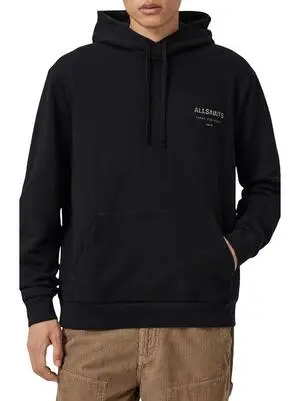 ALLSAINTS Underground Logo Graphic Hoodie - Jet Black/dark Leopard