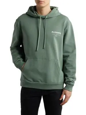ALLSAINTS AllSaints Underground Logo Graphic Hoodie Smokey Green