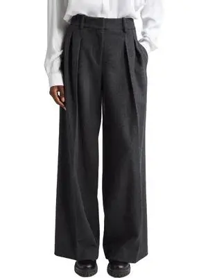 Michael Kors Pleated Flannel Pants - Charcoal Melange