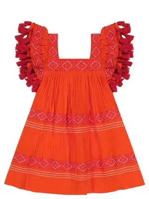 MER ST. BARTH Serena Tassel Dress - Poppy Embroidery