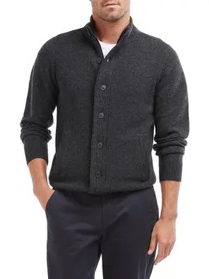 Barbour Elbow Patch Wool Cardigan - Charcoal Marl