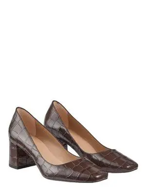 LK BENNETT Sally Croc Embossed Pumps - Chocolate