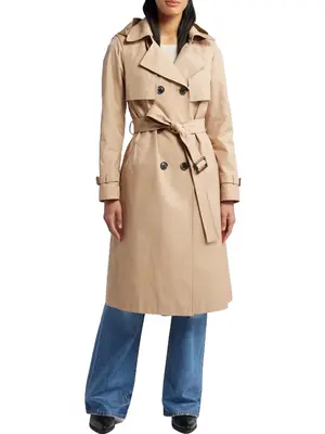 Sam Edelman Sam Edelman Double-Breasted Belted Trench Coat Sandshell