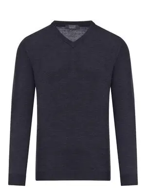ZANONE V-neck Pullover Sweater - Blue 1