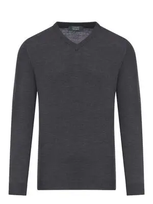 ZANONE V-neck Pullover Sweater - Charcoal