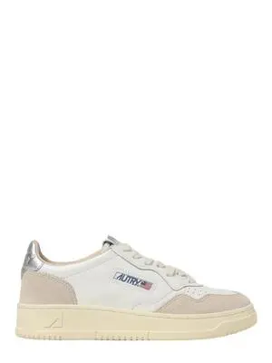 AUTRY Medalist Low Bi Leather Sneakers With Perforated Toe - Red