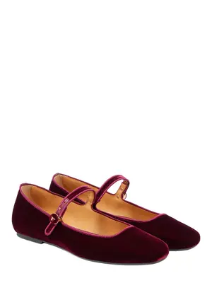 TOD'S Velvet Mary Jane Flats - Red