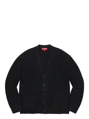 Supreme Waffle Knit Cardigan - Black