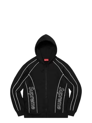 Supreme Track Paneled Zip Up Hooded Sweatshirt - Black