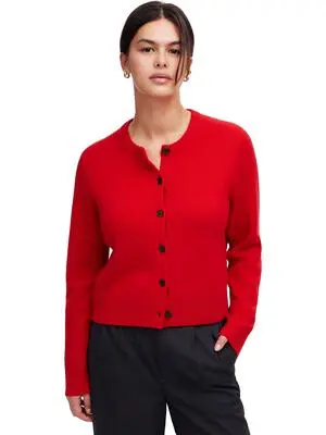 Madewell Cashmere Button-Front Cardigan Sweater Bright Cherry