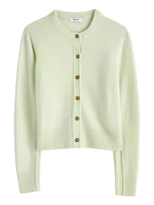 Madewell Cashmere Button-Front Cardigan Sweater Heather Pale Green