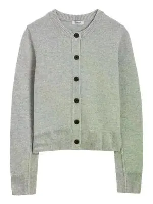 Madewell Cashmere Button-Front Cardigan Sweater Hthr Cloud Grey