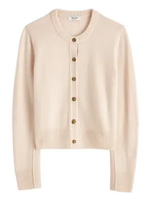 Madewell Cashmere Button-Front Cardigan Sweater Hthr Oat