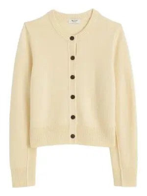 Madewell Cashmere Button-front Cardigan Sweater - Lemon Chiffon