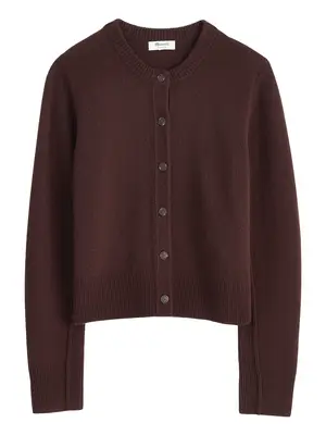 Madewell Cashmere Button-Front Cardigan Sweater Molasses