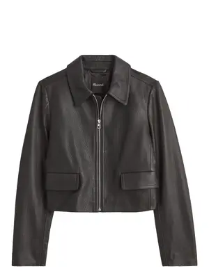 Madewell Shrunken Zip-front Leather Jacket - True Black