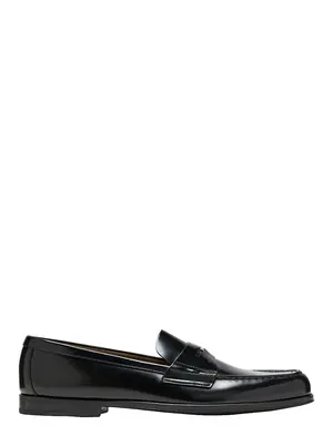 Prada Brushed Leather Penny Loafers - Black