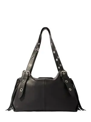 Maje Miss M Xl Leather Bag - Black