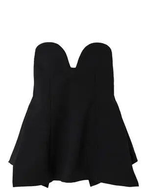 Carven Asymmetric Crepe Bustier Top - Black