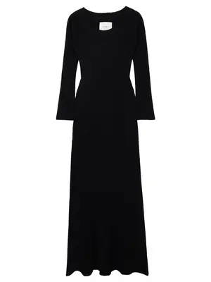 LISA YANG Marvin Ribbed Cashmere Midi Dress - Black