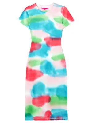 THE ELDER STATESMAN Cascade Printed Cotton And Cashmere-blend Jersey Midi Dress - Multi
