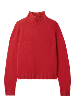 THE ELDER STATESMAN Cashmere Turtleneck Sweater - Red