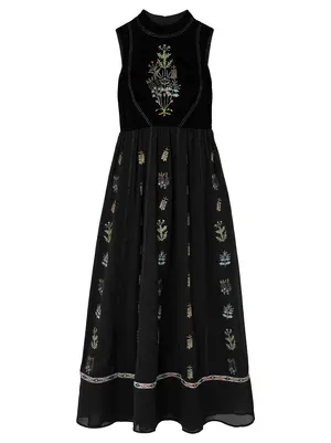 EMPORIO SIRENUSE Flossie Embroidered Maxi Dress - Black