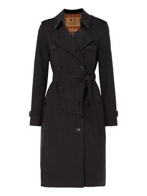 Burberry Kensington Long Organic Cotton-gabardine Trench Coat - Black