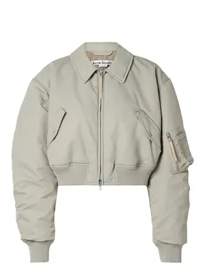 Acne Studios Ruched Padded Shell Bomber Jacket - Gray