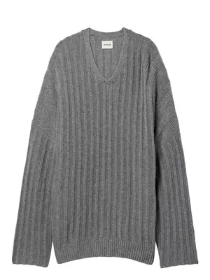 Khaite Maddox Oversized Ribbed Cashmere Sweater - Gray