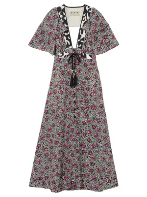 Maison Mayle Flora Mar Silk Crepe De Chine Midi Dress - Multi