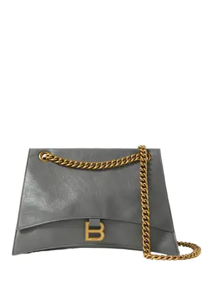 Balenciaga Hourglass Crinkled-leather Shoulder Bag - Gray