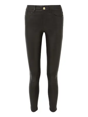 FRAME Le High Skinny Leather Pants - Black