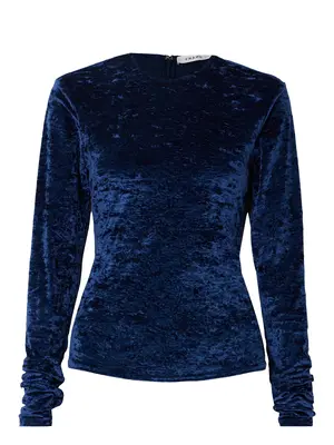 FRAME Crushed-velvet Top - Blue
